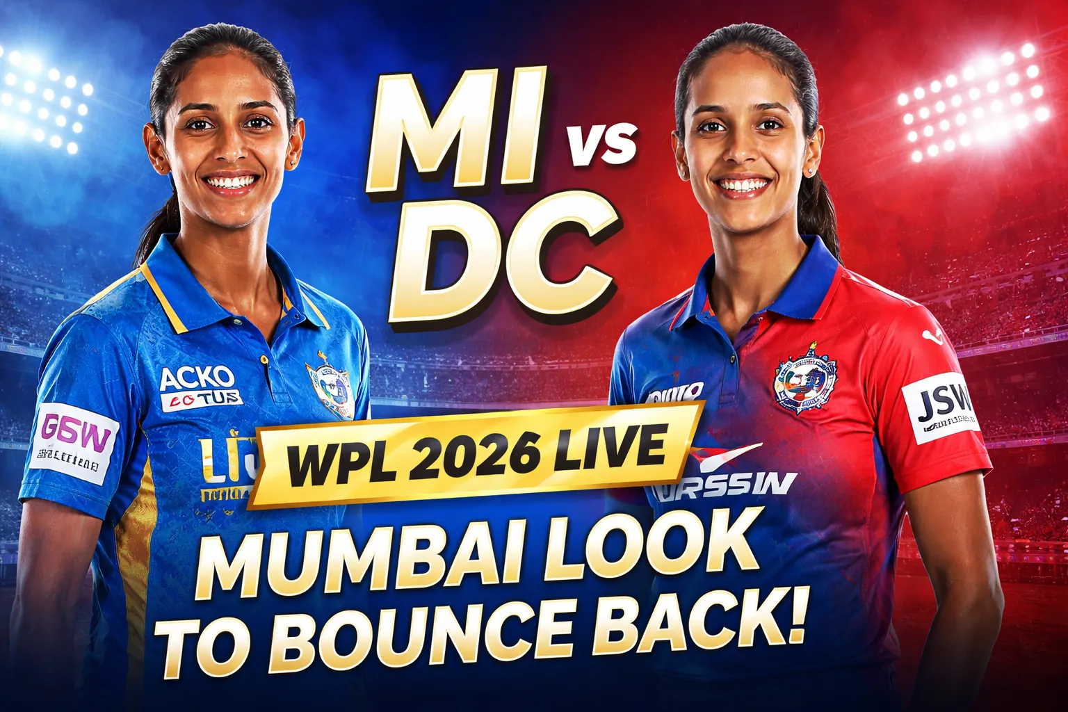 MI vs DC WPL 2026 LIVE: Mumbai Aim Comeback